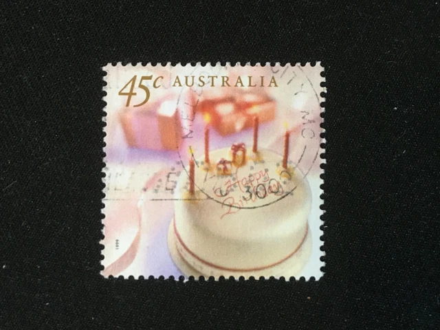 1999 AUSTRALIA PERSONAL Greetings 45C Happy Birthday Cake - Fine Used ...