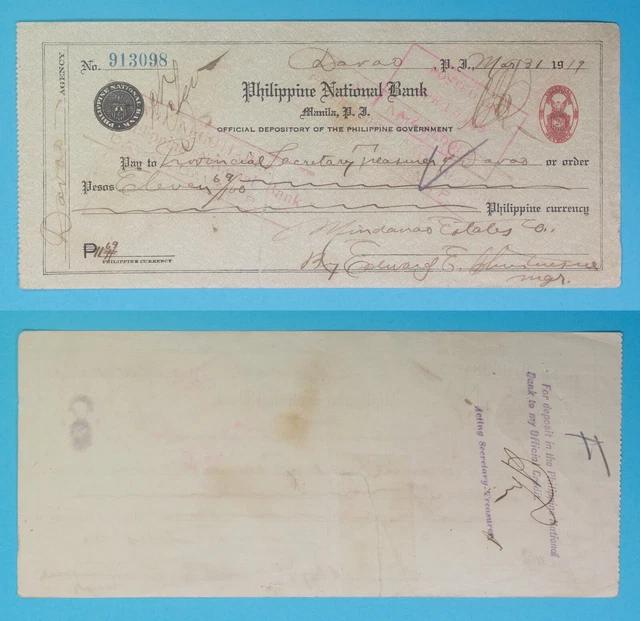 #PHILIPPINES NATIONAL BANK Cebu City 1 Peso 1941 P-S215 AF+ C. Miranda ...