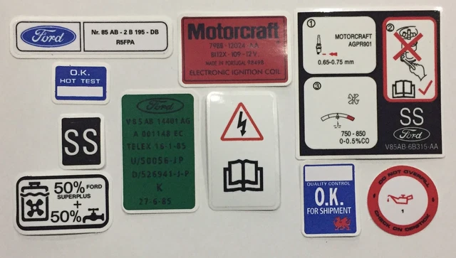 FORD ESCORT RS Turbo S1 mk3 Engine Bay Decals, Sticker Set best quality ...