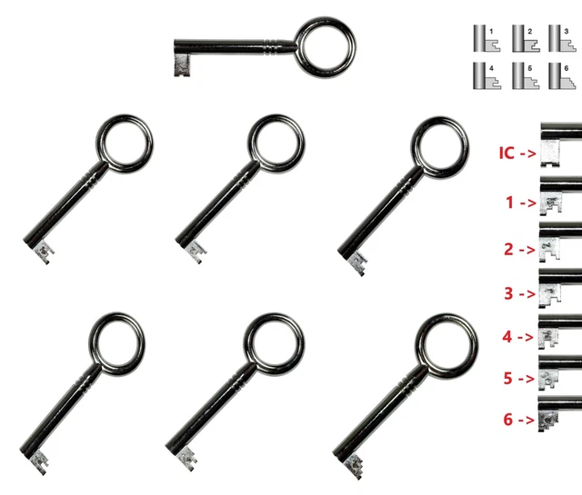 MÖBELSCHLÜSSEL, SCHRANKSCHLÜSSEL, MIT Dornloch 4,1mm, Schließung 1 bis 6 oder IC EUR 8,50 ...