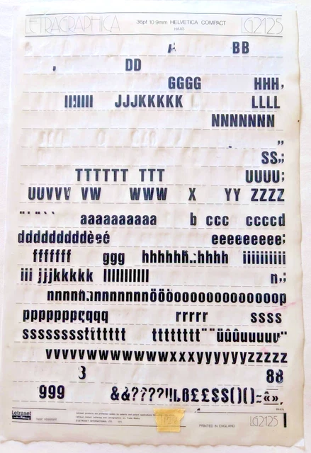 2 LETRASET LETRAGRAPHICA 36pt Helvetica Compact & Balloon Extra Bold ...