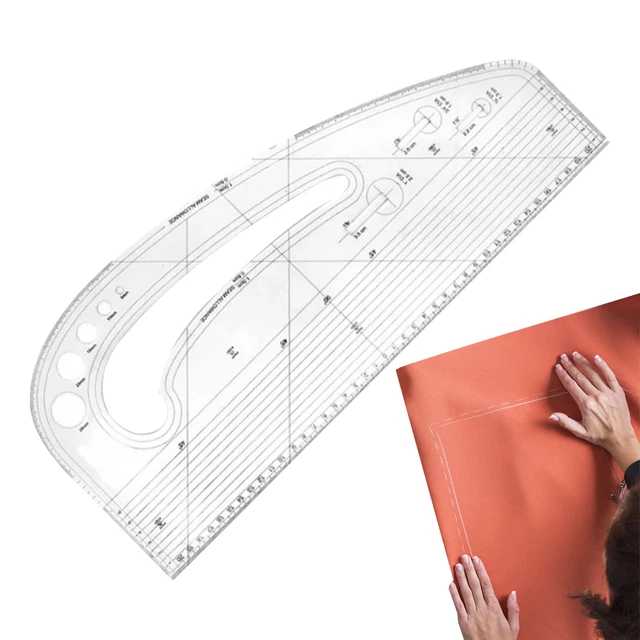 PATTERN MAKING RULER Acrylic Pattern Making Student Tailor Ruler 9.84x4 ...