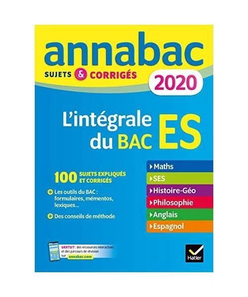 ANNALES ANNABAC 2020 L'intégrale bac ES: sujets et corrigés en maths, SES, his EUR 6,69 ...