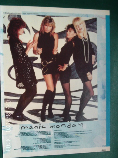 THE BANGLES - MANIC MONDAY - SUSANNA HOFFS - POSTER ADVERT Original ...