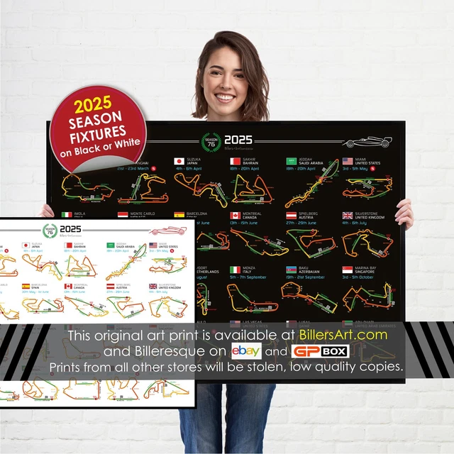 FORMULA 1 2025 Season Circuit Detailed Landscape Wall Calendar F1 ...