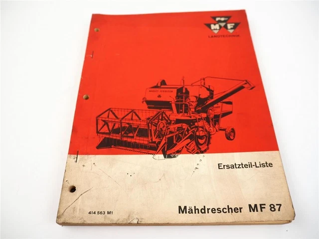 MASSEY FERGUSON MF 87 Ersatzteilliste Mähdrescher 1966 ...