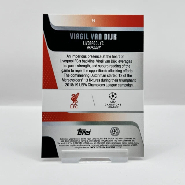 2025-26 TOPPS FLAGSHIP UCC Virgil Van Dijk Purple Raindrop Foil /250 ...