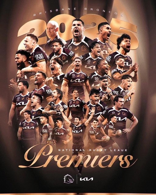 BRISBANE BRONCOS 2025 premiers nrl rugby team poster, CHAMPIONS, free ...
