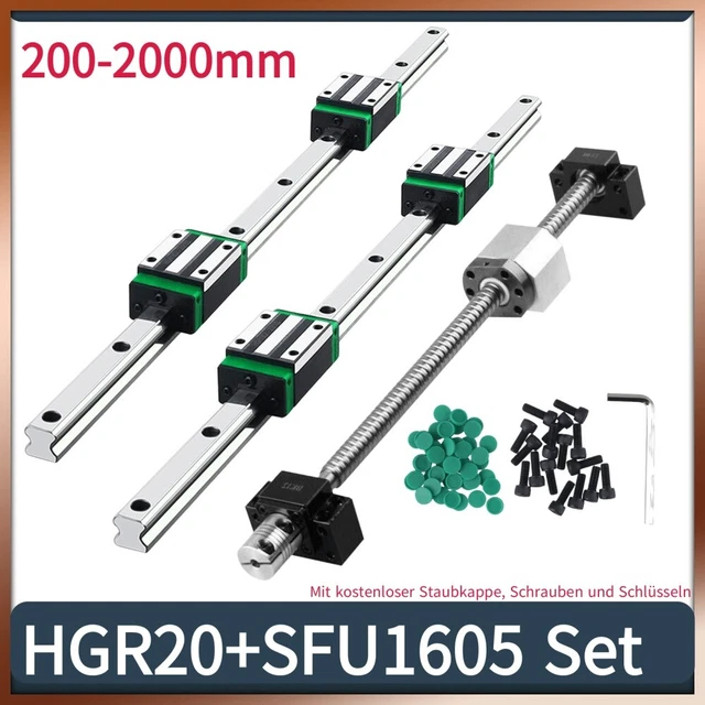 HGR20 LINEARFÜHRUNG GLEITSCHIENE mit Gleitblock + SFU1605 ...