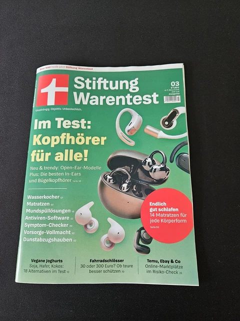 AKTUELLES HEFT STIFTUNG Warentest Test 3/25 März 2025 Kopfhörer EUR 2 ...