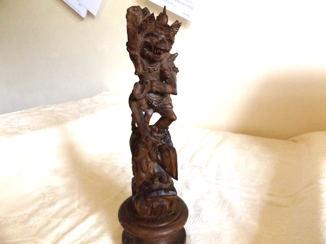 ANTIQUE CARVING OF HANUMAN DJATI TEAKWOOD 28CM Ht OF BALI INDONESIA ...