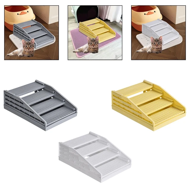 4 STEPS CAT Litter Box Ramp Adjustable Easy to Clean Cat Litter Box ...