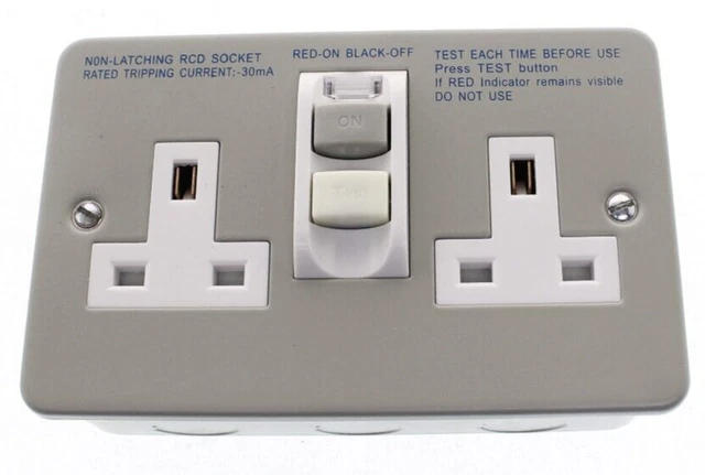 NEWLEC 13A 2 gang Metal clad RCD Double Socket 13A NL8400/2 RCD/ £19.44 ...