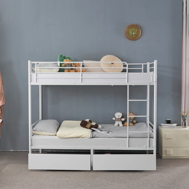 3FT METAL BUNK Heavy Duty Bed Frame Loft Sleeper Bed w/ Two Drawers ...