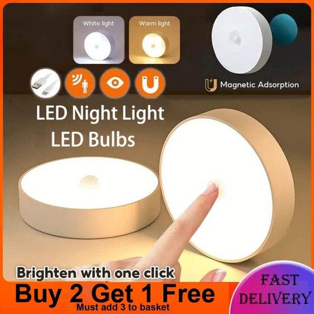 WIRELESS LED PIR Motion Sensor Light Cabinet Stair Battery Night Light ...