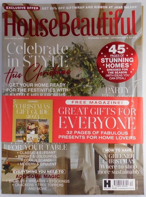 HOUSE BEAUTIFUL MAGAZINE Dec 2023/Jan 2024 Celebrate in style this ...
