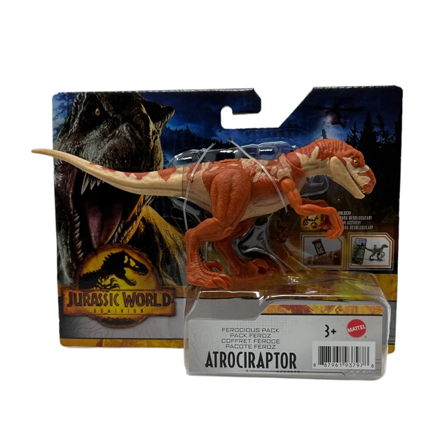 MATTEL JURASSIC WORLD Dominion Ferocious Pack Atrociraptor Dinosaur ...