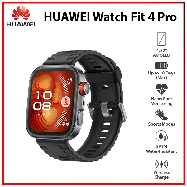 (NEW) HUAWEI WATCH Fit 4 Pro BLACK 1.82" AMOLED Bluetooth Android iOS Smartwatch EUR 290,00 ...