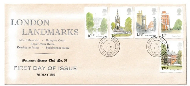 7/5/1980 UK GB FDC - London Landmarks - Buccaneer Stamp Club ...