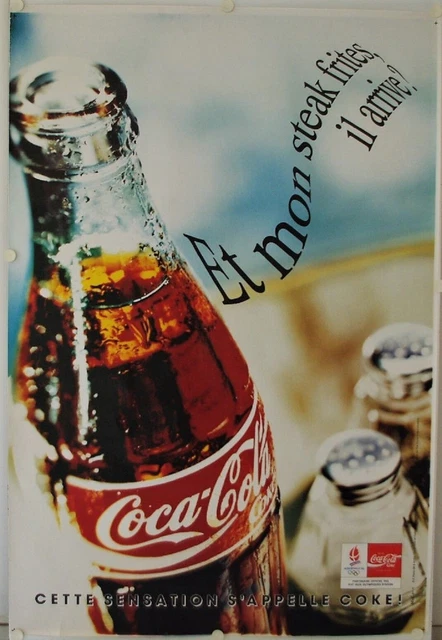 AFFICHE COCA COLA Et mon steak frites, il arrive ? Ann.'90 - 119x174 cm ...
