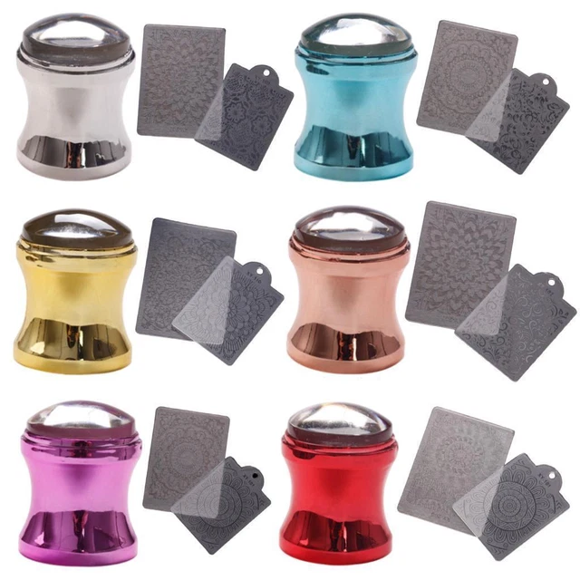 TAMPON EN SILICONE pour pochoirs d'art d'ongle avec outil de kit de ...