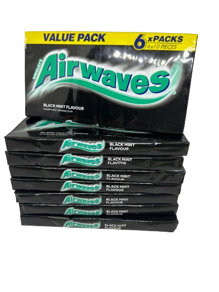 48 X AIRWAVES black mint wrigleys (8 x 6 Packs) SEE DATES £9.95 ...