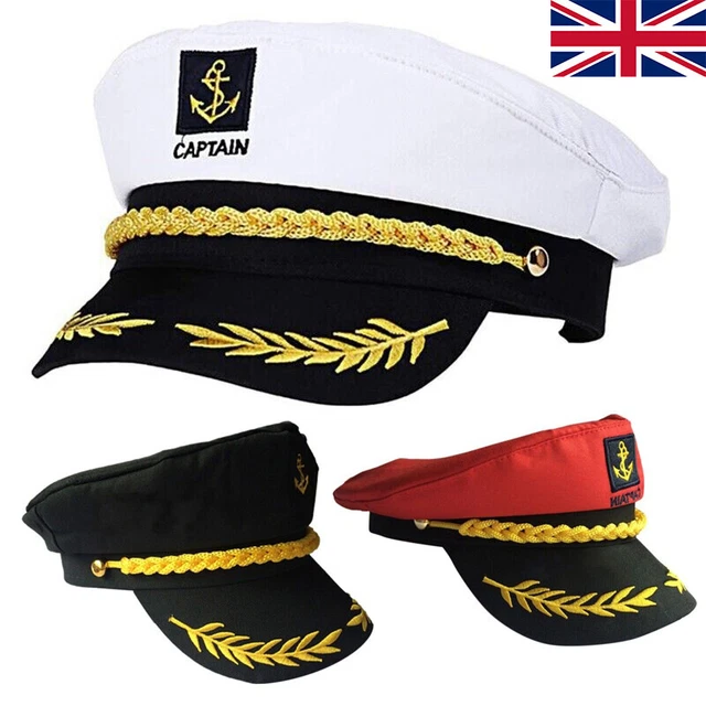 NAVY CAPTAIN HAT Skipper Yacht Hat Sailor Costume Cosplay Fancy Dress £ ...