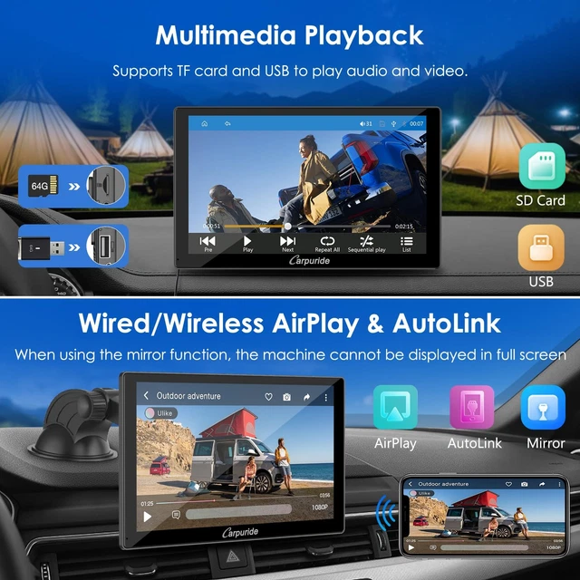 CARPURIDE W901 TOUCHSCREEN Wireless Apple Carplay Android Auto Car ...