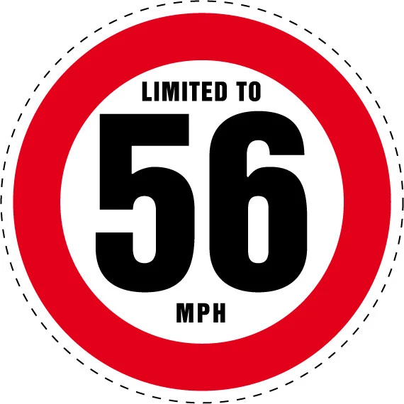 LIMITED TO 56 MPH Vehicle Speed Restriction Sticker Vinyl Car Van 10 Cm ...
