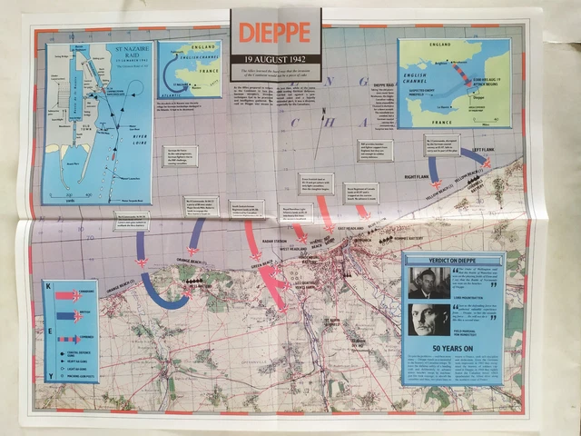 DIEPPE WW2 CAMPAIGN Map Wallchart by Marshall Cavendish Published 1994 ...