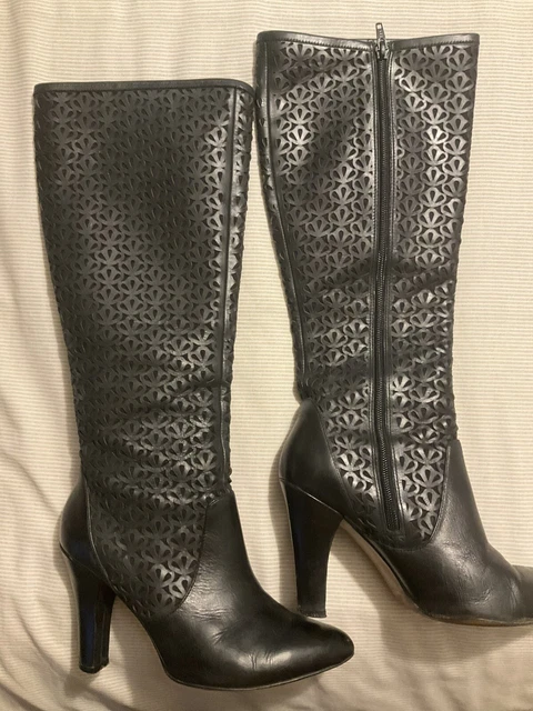 FRENCH CONNECTION LEATHER Boots Size 4 Black £40.00 - PicClick UK