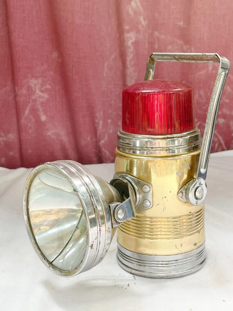 VINTAGE RETRO PIFCO Metal Battery Torch Lantern Lamp Bike Car Red Light ...
