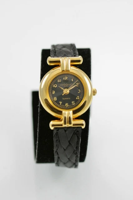 LA EXPRESS WATCH Women Stainless Gold Leather Black Water Resist ...