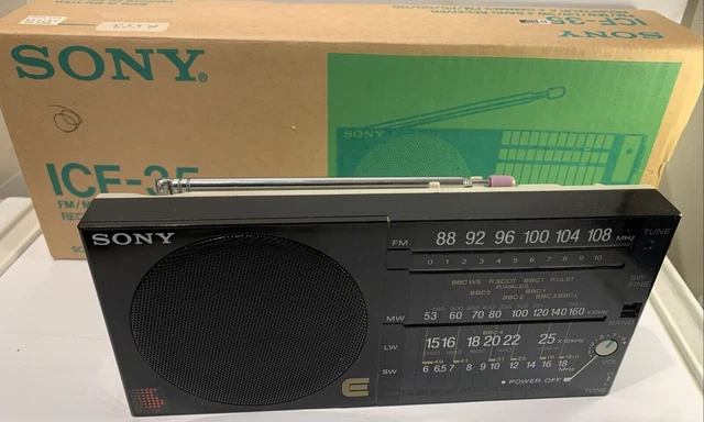 VINTAGE SONY ICF 35 FM/MW/LW/SW 1980s Transistor Radio 4-Band Receiver ...
