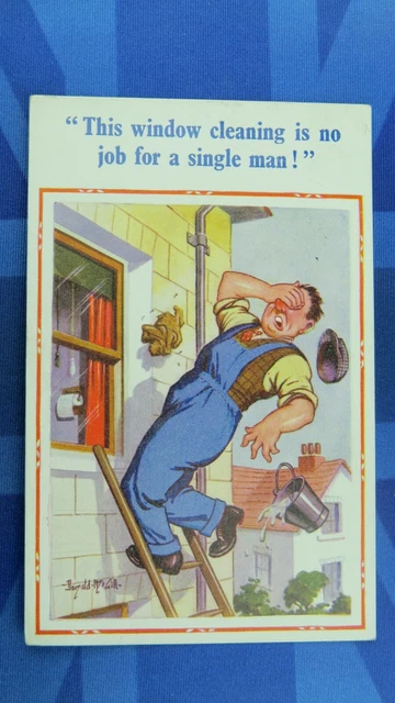 SAUCY DONALD MCGILL Comic Postcard 1940's Window Cleaner Voyeur Theme £ ...