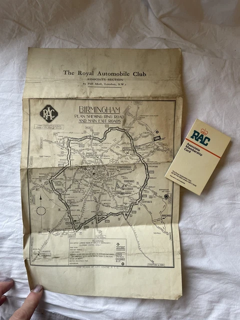 VINTAGE RAC CAR motoring member card and map of Birmingham 1978 £4.87 ...