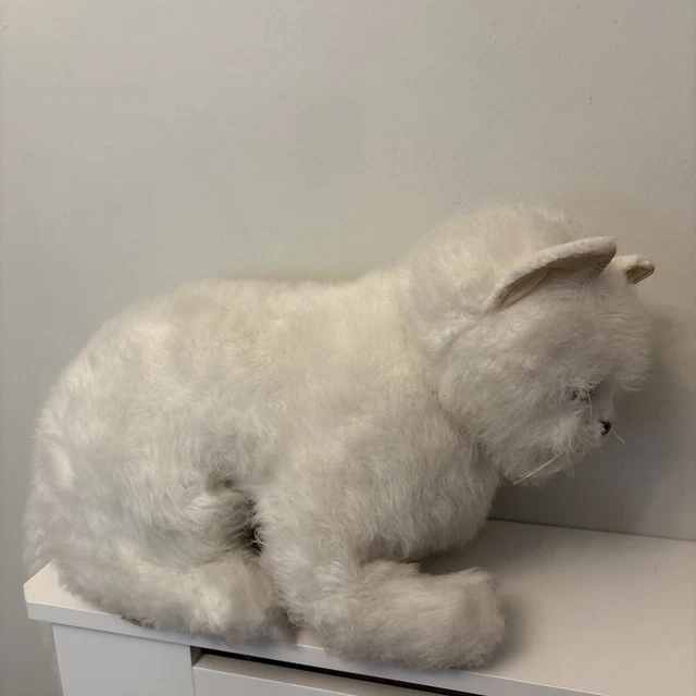 LARGE CAT REAL Soft Toys Watford white fluffy cream Vintage Plush ...