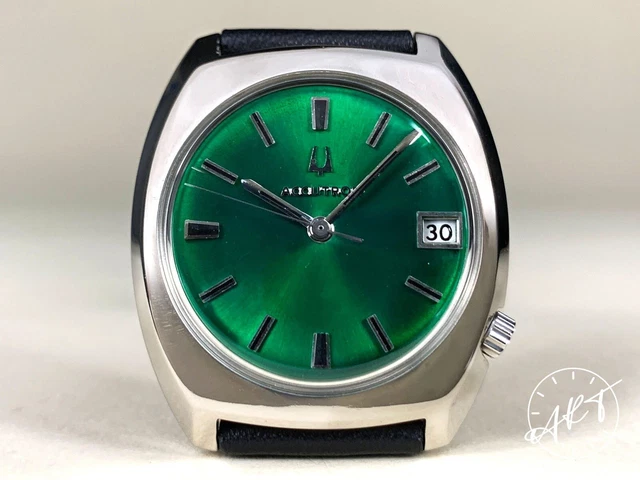 *RARE* MONTRE VINTAGE 1973 Bulova Accutron cadran vert diapason 218 ...