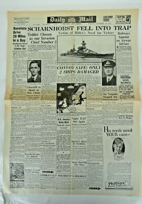 ORIGINAL WWII - Daily Mail - Tuesday December 28th 1943 - Reprint from ...