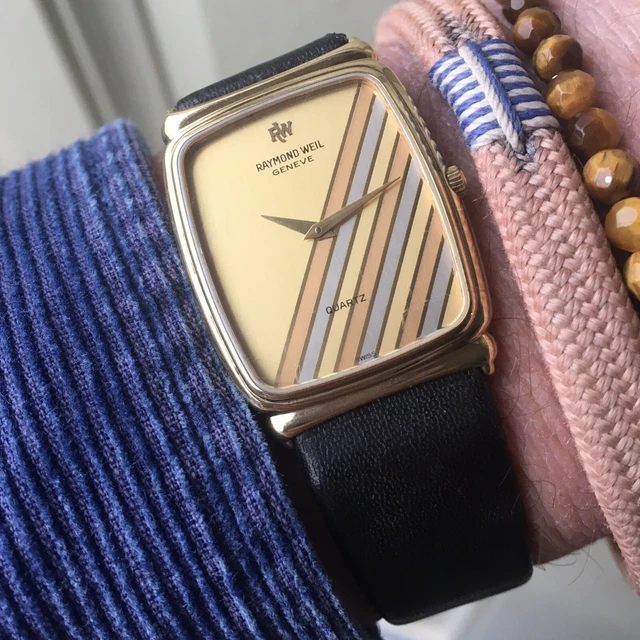 STUNNING VINTAGE RAYMOND Weil Geneve 5745 tri colour 18k gold plated ...