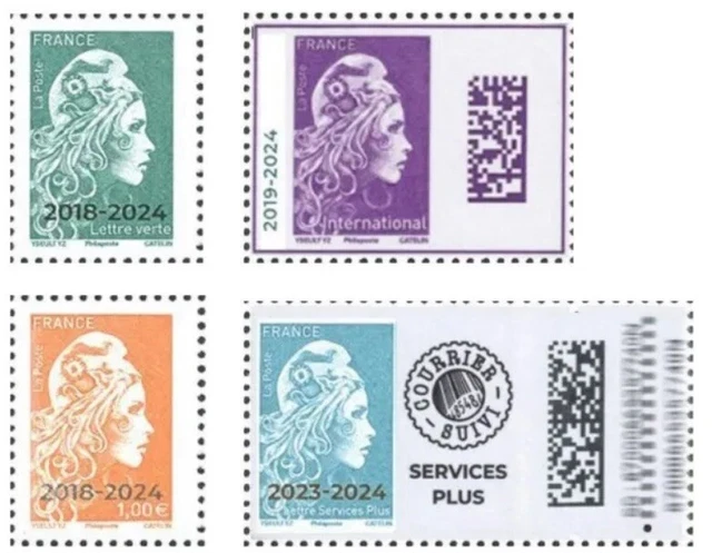 FRANCE SÉRIE 4 Timbres Marianne l'engagée surchargée - 2024 Neuf** EUR ...
