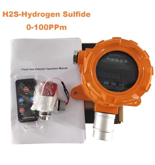 FIXED HYDROGEN SULFIDE H2S Gas Detector Hydrogen Sulfide Gas Monitor 0 ...