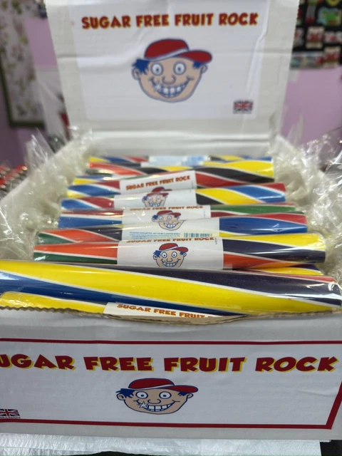 ROCK FRUIT FLAVOURED Rock Sweets/Candy X3 Sticks Sugar Free £7.99 ...