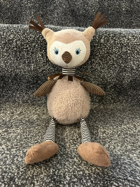JELLYCAT FLAPPER OWL Chime Brown Soft Toy Plush Teddy Soother Comforter ...