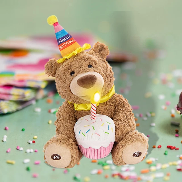 HAPPY BIRTHDAY STUFFED Bear Electronic Interactive Bear for Bedtime ...