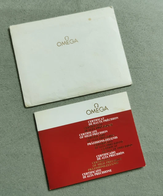 OMEGA BOOKLET CERTIFICATE Of Haute Precision for Chronometre Watch ...