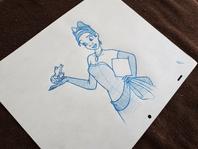 DISNEY PRINCESS AND the Frog Tiana Drawing/sketch signed animation hand ... DISNEY PRINCESS AND the Frog Tiana Drawing/sketch signed animation hand ...