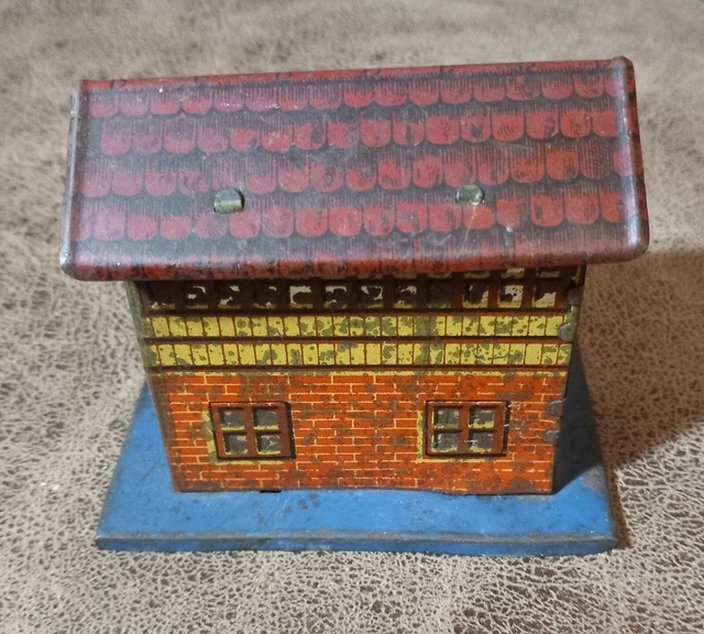 VINTAGE BRIMTOY BRAND British Made TINPLATE SIGNAL BOX BUILDING 1930s ...