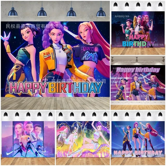 GIRLS KPOP DEMON Hunters Happy Birthday Banner Home Party Photo ...