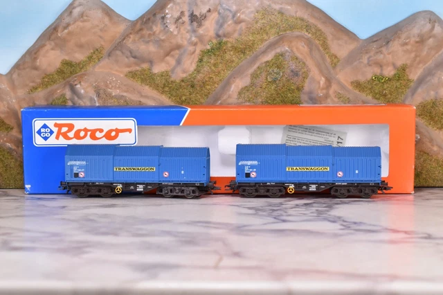 ROCO H0 4-ACHS Teleskophaubenwagen Set TRANSWAGGON der DB 2-tlg. Nr ...